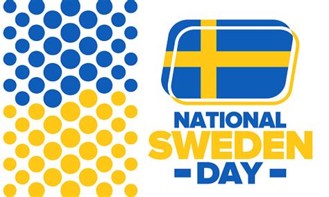 스웨덴 의 국가 기념일 매년 6월 6일 스웨덴에서 축하를 받았다 자유의 행복한 국경일 스웨덴 국기 북부 스칸디나비아 국가 애국 포스터 디자인 벡터 일러스트레이션 6월에 대한