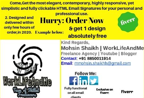 Design Elegantresponsiveclickable Html Email Signatures In 2020 By
