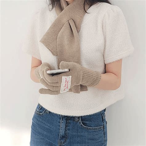 수앤수 목도리장갑set 도넛 패치 목도리 장갑 세트 22t170