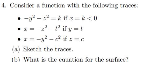 Solved Consider A Function With The Following Traces Chegg