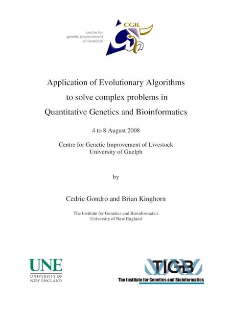 Pdf Application Of Evolutionary Algorithms To Solve Complex Problems Dokumentips