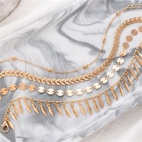 Badu Bg Гривни за глезена Tocona с цветни мъниста за жени Пеперуда Многослоен пискюл Shell Foot