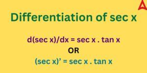 Differentiation Of Sec X Formula And Examples