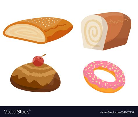 Bread Bakery Assortiment Set Baking Pastry Vector Image