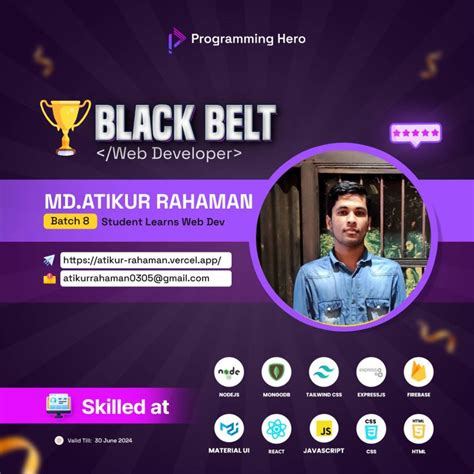 Mdatikur Rahaman On Linkedin Webdevelopment Programminghero Blackbeltcertificate