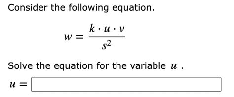 solved consider the following equation w k u vs2solve the