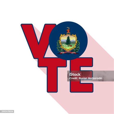 투표 기호 엽서 포스터 긴 그림자가 있는 버몬트 깃발이 있는 배너입니다 벡터 일러스트 레이 션입니다 Political Party에 대한 스톡 벡터 아트 및 기타 이미지