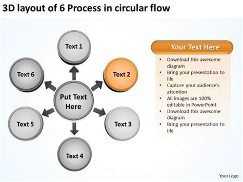 Layout Of 6 Process In Circular Flow Relative Arrow Chart Powerpoint Templates