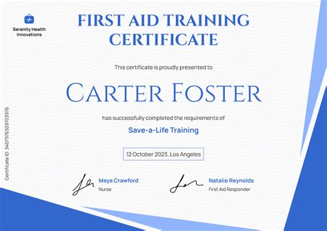 Elegant And Professional First Aid And Cpr Certificate Template