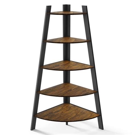 LANTRO JS Corner Shelf 5 Tier Corner Shelf Tall Rustic Multipurpose