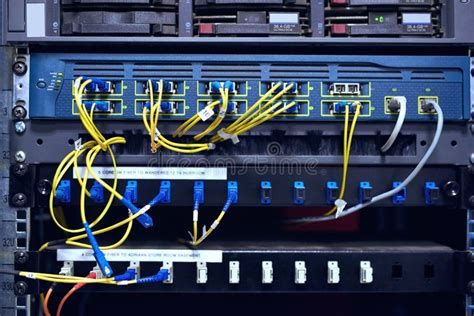 data center cables and hardware in control room for information