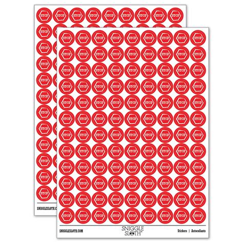 Stop Sign Sketch 200 Round Stickers Red Matte Finish 050 Size