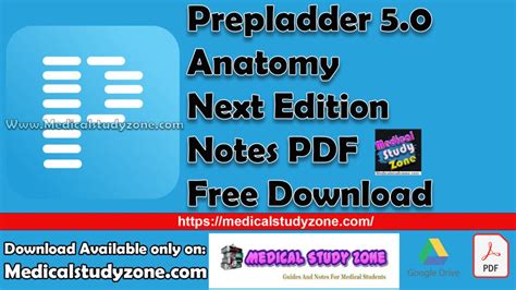 Prepladder Anatomy 50 Next Edition Notes Pdf Free Download Medical