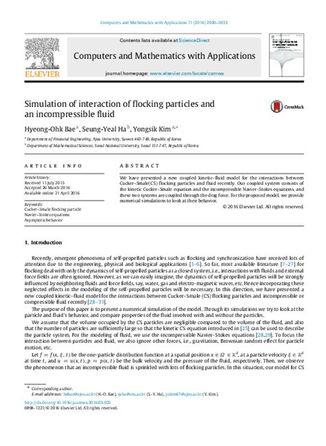 Pdf Simulation Of Interaction Of Flocking Particles And An Incompressible Fluid
