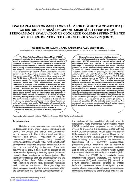 Pdf Performance Evaluation Of Concrete Columns Strengthened With Fibre Reinforced Cementitious