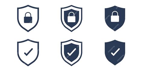 Premium Vector Shield Set Icon With Padlock And Check Mark Protection Security Password