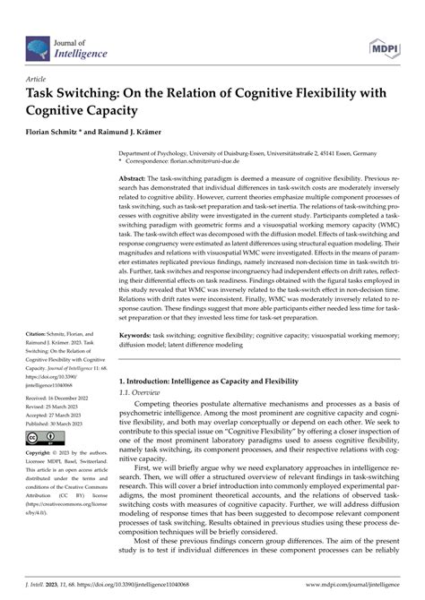 Pdf Task Switching On The Relation Of Cognitive Flexibility With Cognitive Capacity