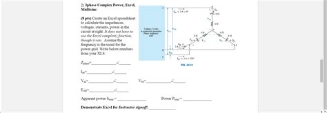 solved 2 3phase complex power excel multisim 8 pts