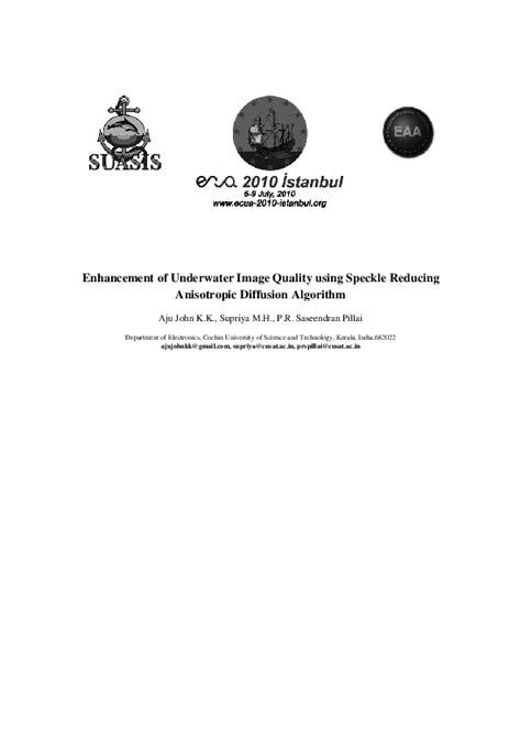 Pdf Enhancement Of Underwater Image Quality Using Speckle Reducing Anisotropic Diffusion Algorithm
