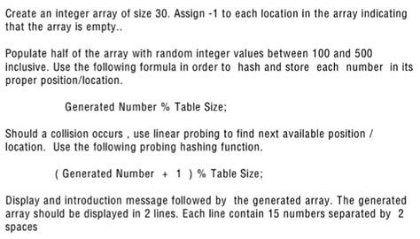 solved create an integer array of size 30 assign 1 to each