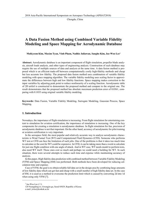 Pdf A Data Fusion Method Using Combined Variable Fidelity Modeling And Space Mapping For