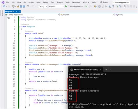 Write A Program To Find Numbers Above And Below The Average In C