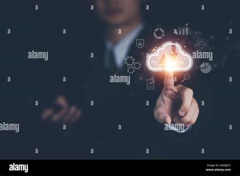 Cloud Computing Technology Concept With Businessman Big Data Analytics