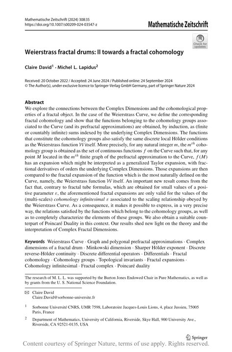Weierstrass Fractal Drums Ii Towards A Fractal Cohomology
