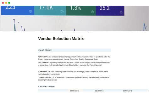 Vendor Selection Matrix Notion Template