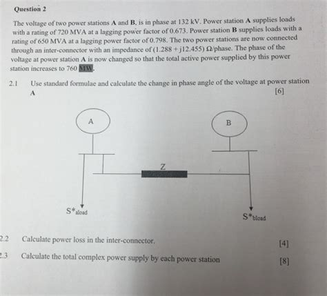 Solved Question The Voltage Of Two Power Stations A And B Chegg Com