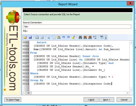 Etl Tools Report Wizard