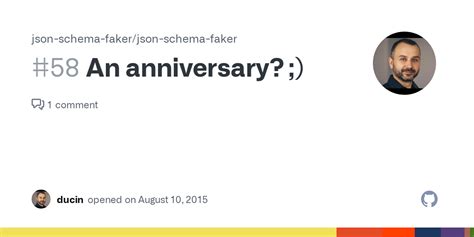 An Anniversary · Issue 58 · Json Schema Fakerjson Schema Faker