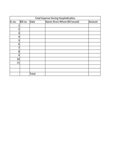 Expenses Sheet Pdf