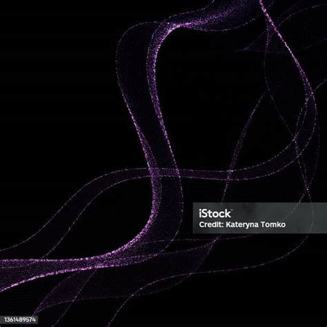 파도 패턴의 보라색 반짝이는 입자 검은 색 배경에 웨이브 디자인 요소입니다 Eps 10 School Carnival에 대한 스톡 벡터 아트 및 기타 이미지 Istock