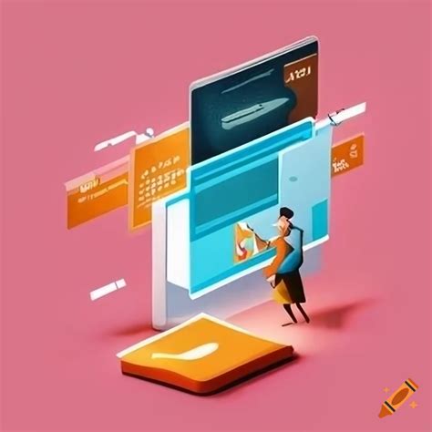 illustration of web design web development webcare and marketing services on craiyon