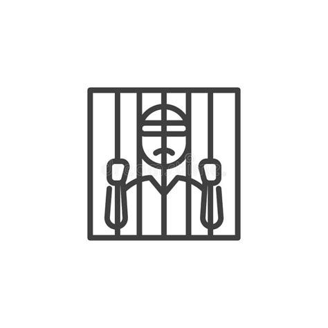 Prisoner Behind Bars Line Icon Stock Vector Illustration Of Bars Sign 256409285