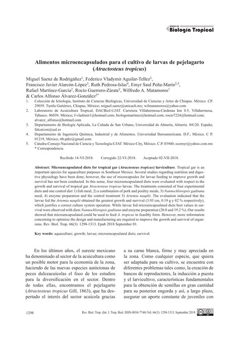pdf microencapsulated diets for tropical gar atractosteus tropicus