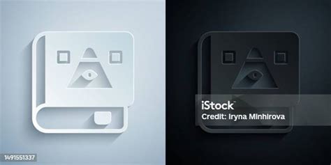 종이 컷 연금술 조리법과 신비한 주문과 마법 아이콘이 회색과 검은색 배경에 격리된 고대 마법 책 종이 아트 스타일 벡터 0명에 대한 스톡 벡터 아트 및 기타 이미지 Istock