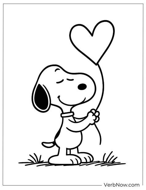 Snoopy Holding A Heart Balloon Snoopy Coloring Pages Snoopy