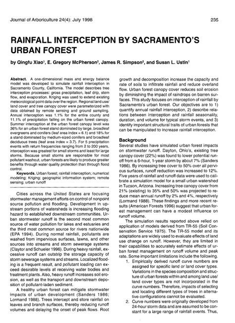 Pdf Rainfall Interception By Sacramentos Urban Forest