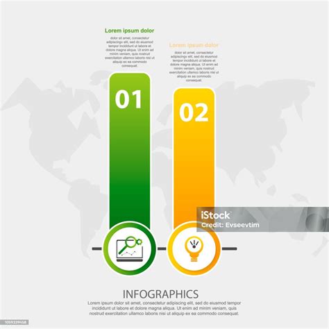현대 벡터 일러스트입니다 Infographic 두 요소 사각형 원 그리고 텍스트와 함께 서식 파일 단계적으로 2 단계 다이어그램