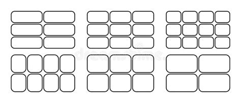 Set Of Rectangle Shapes Divided Into Equal Parts Isolated On White