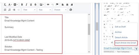 Salesforce Bytes Lightning Knowledge Insert Article Content Into Emails