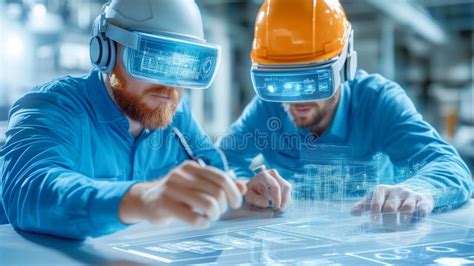 Engineers Collaborating On Virtual Project In Modern Workspace Stock Illustration Illustration