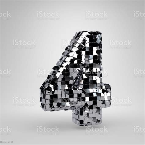 크롬 디스코 볼 번호 4 흰색 배경에 고립입니다 3d 렌더링 알파벳입니다 3차원 형태에 대한 스톡 사진 및 기타 이미지 3차원 형태 구 나이트클럽 Istock