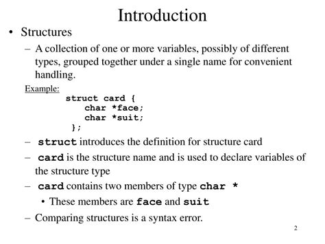 Ppt Programming Languages 1 Introduction To C Structures