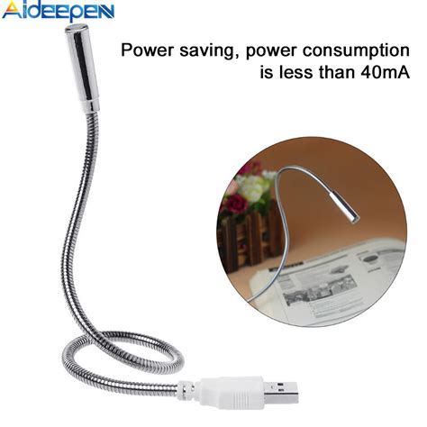 Aideepen คีย์บอร์ดไฟ Usb ยืดหยุ่นขนาดเล็กพกพา ไฟกลางคืนสายปรับได้ปลั๊กแอนด์เพลย์สำหรับโน๊ตบุ๊ค