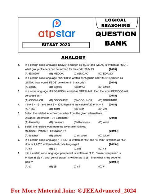 Logical Reasoning Question Bank Pdf