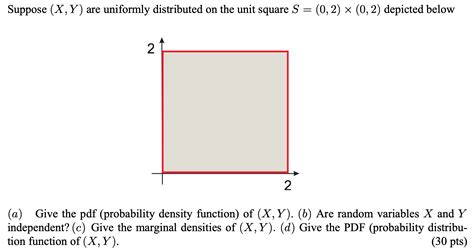 solved suppose x y are uniformly distributed on the unit