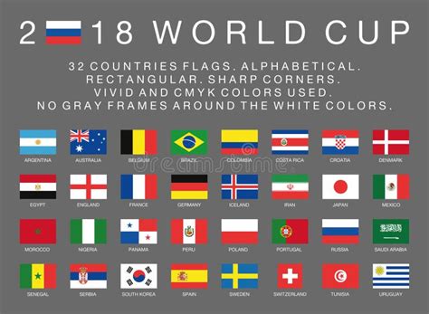 Banderas Del Mundial 2018 Del Fifa De 32 Países Fotografía Editorial